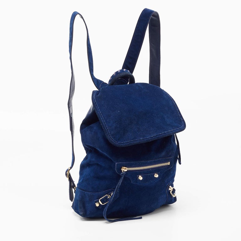 Balenciaga Bleu Pacifique Suede and Leather Baby Diam Classic Traveller ...