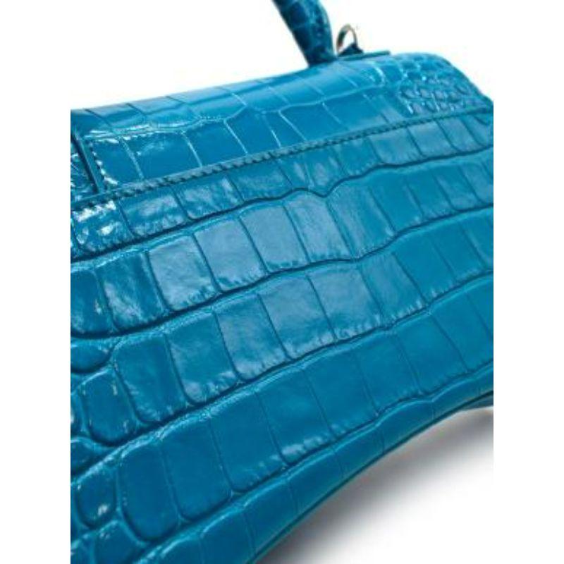 Balenciaga Blue Croc Embossed Small Hourglass Top Handle Bag For Sale ...