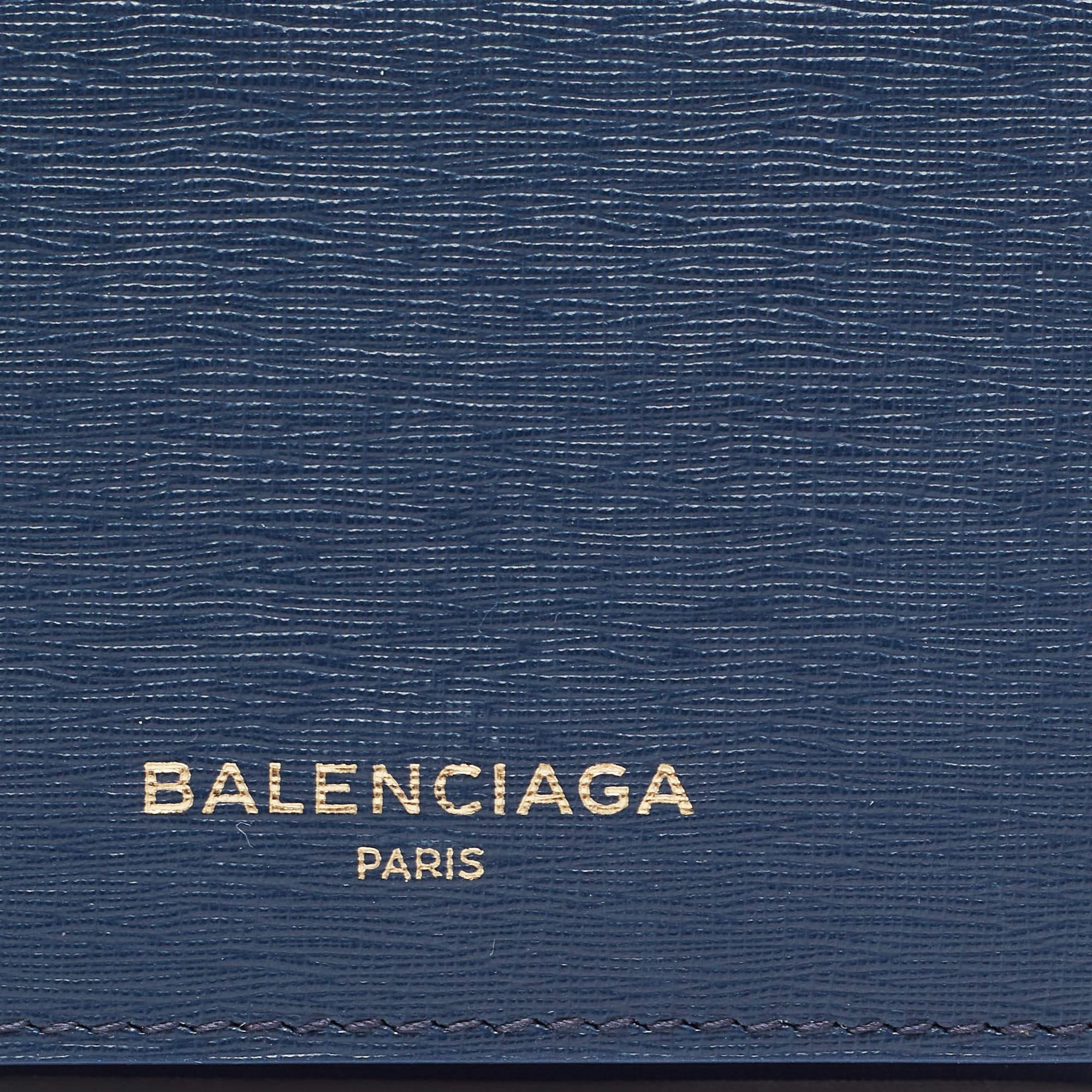 Balenciaga Blue Leather Mini Trifold Wallet For Sale at 1stDibs