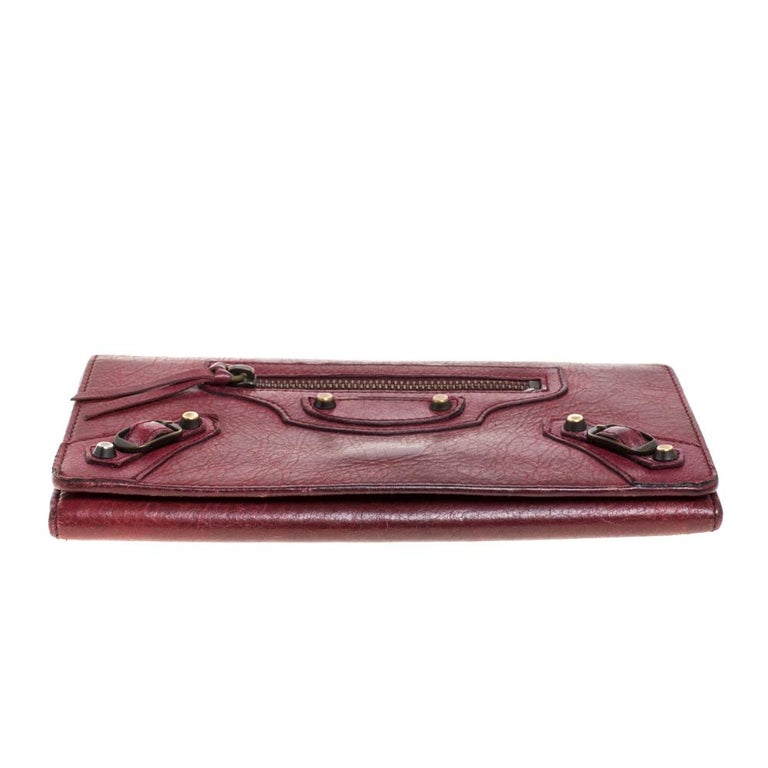 Balenciaga Bordeaux Leather City Wallet For Sale at 1stDibs