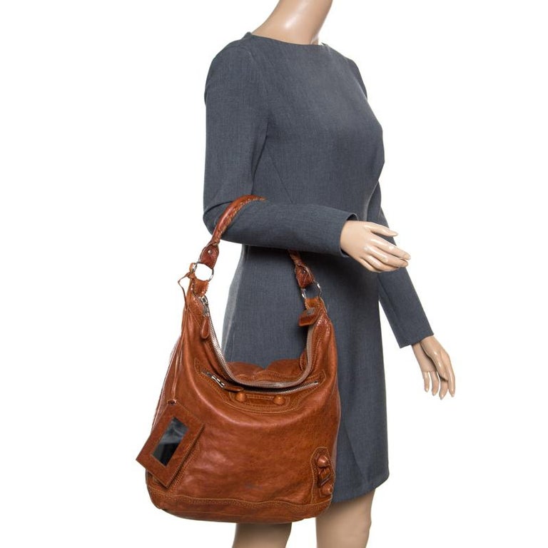 Balenciaga Brown Leather Giant Covered Brogues Day Hobo For Sale at 1stDibs