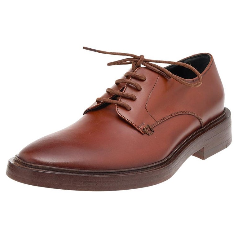 Balenciaga Brown Leather Lace Up Derby Size 40 For Sale at 1stDibs