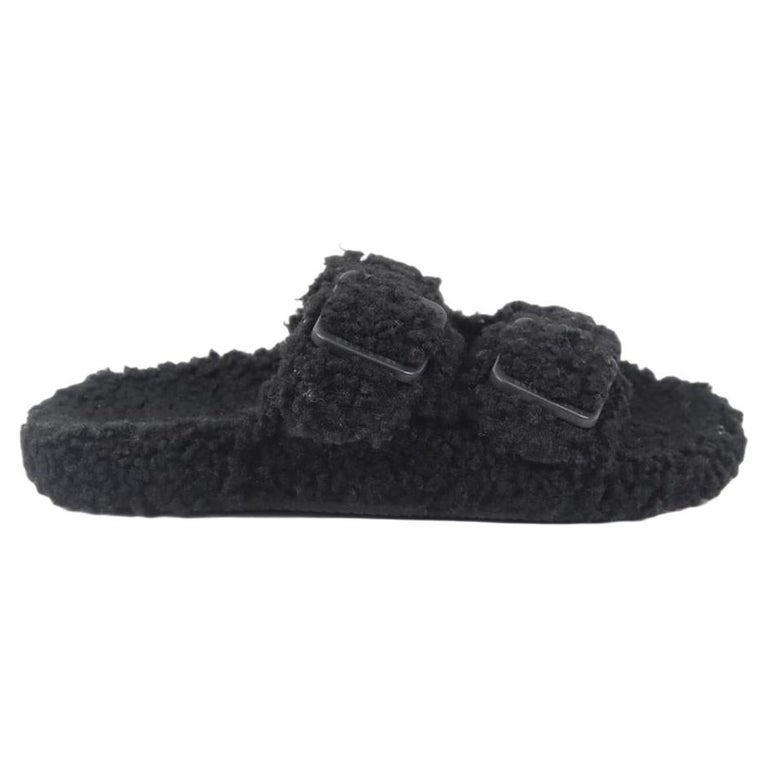 Balenciaga Buckle Detailed Faux Shearling Slides Eu 38 Uk 5 Us 8 For ...