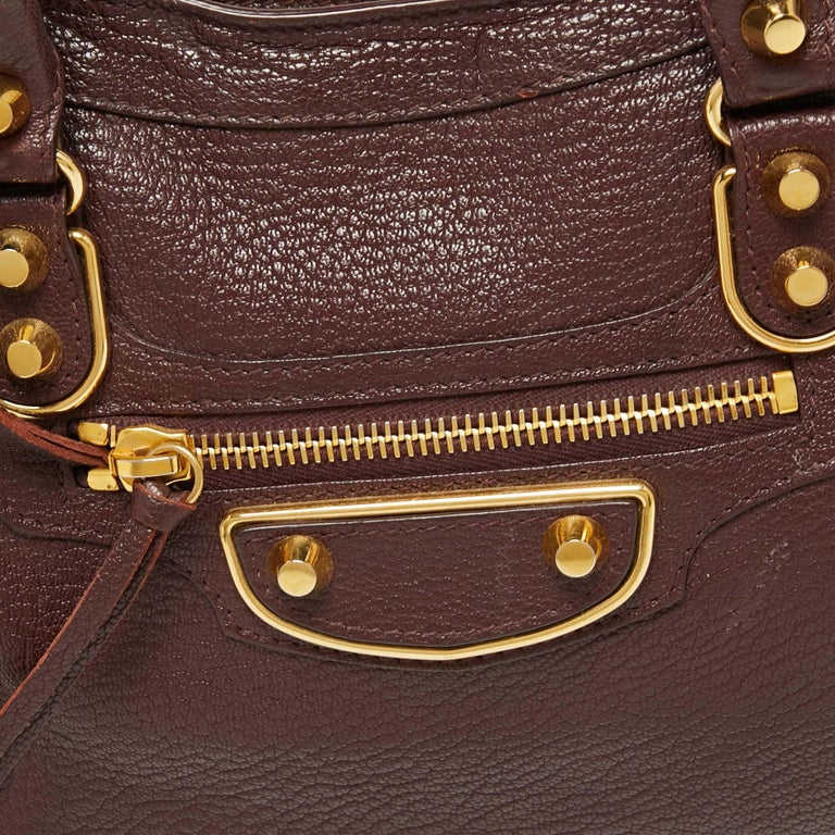 Balenciaga Burgundy Leather Small Metallic Edge City Tote at 1stDibs ...