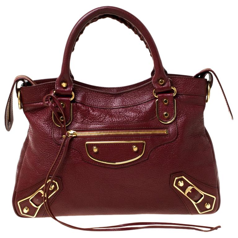 Balenciaga Burgundy Leather Town RGH Shoulder Bag For Sale at 1stDibs ...