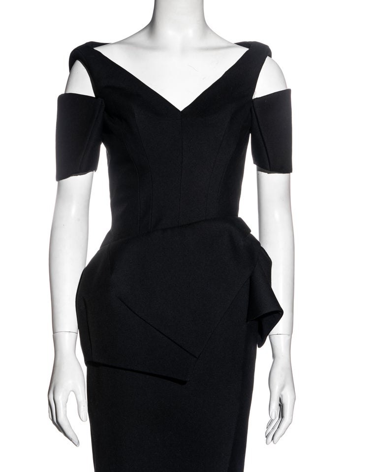 Balenciaga by Nicolas Ghesquière black wool structured cocktail dress ...