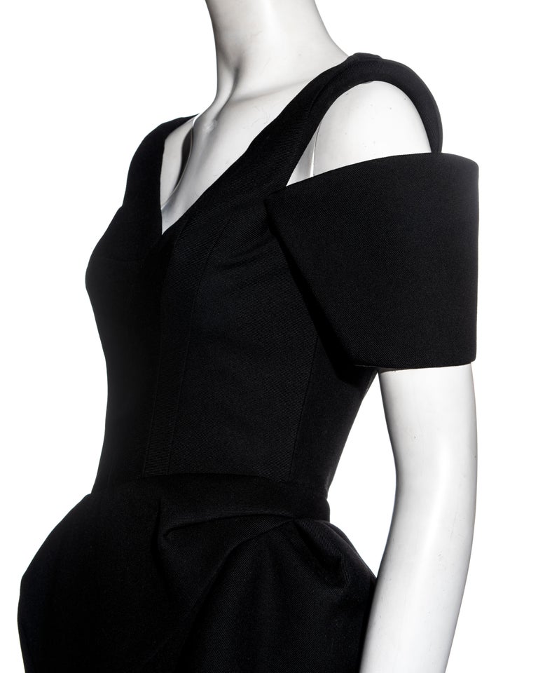 Balenciaga by Nicolas Ghesquière black wool structured cocktail dress ...