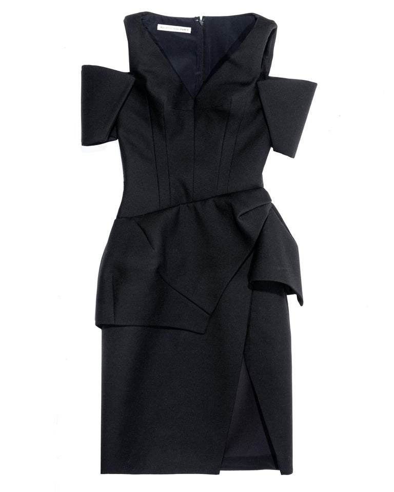 Balenciaga by Nicolas Ghesquière black wool structured cocktail dress ...