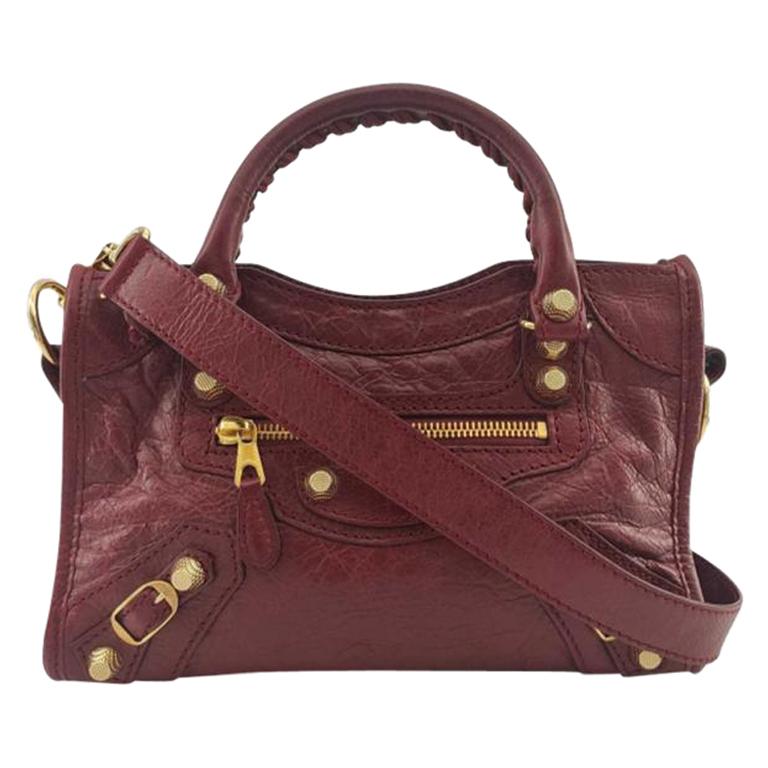 BALENCIAGA City Shoulder bag in Burgundy Leather at 1stDibs | burgundy ...
