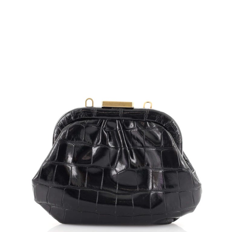 Balenciaga Cloud Coin Purse with Strap Crocodile Embossed Leather For ...