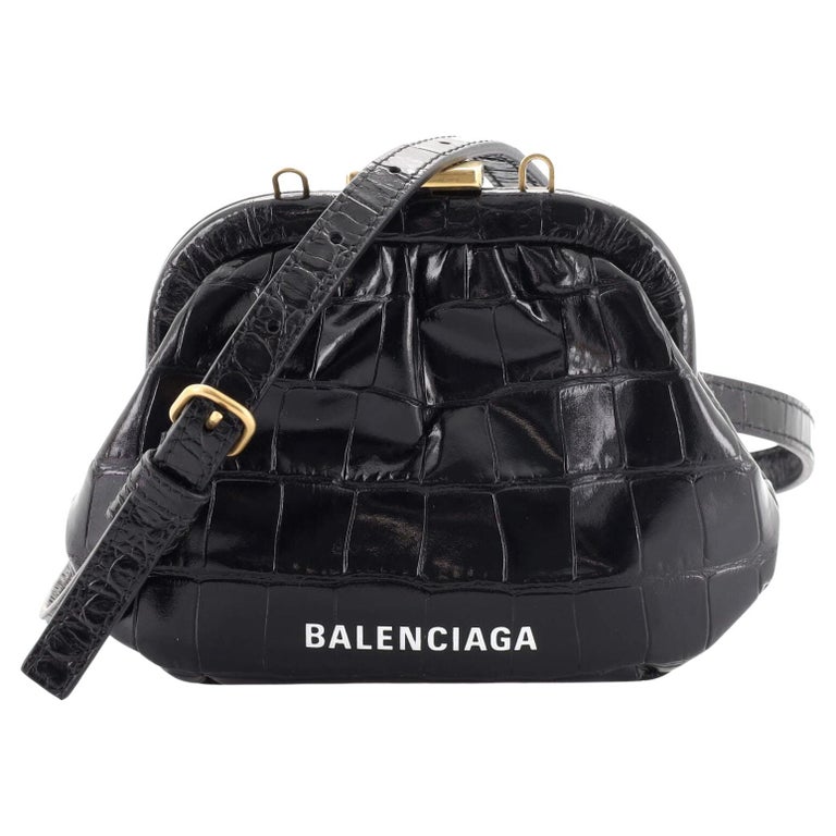 Balenciaga Cloud Coin Purse with Strap Crocodile Embossed Leather For ...