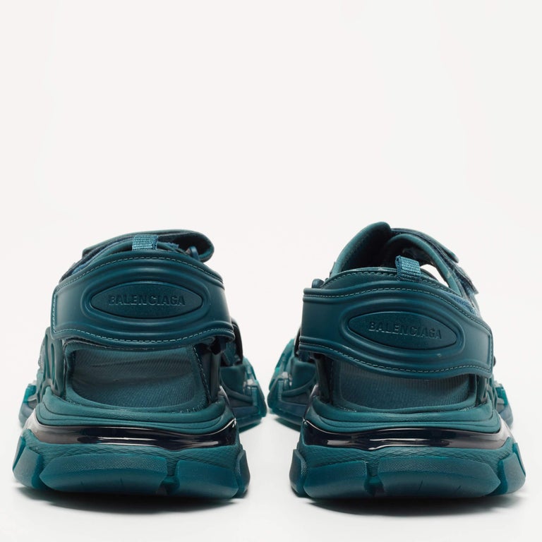 Balenciaga Green Rubber and Leather Track Strap Sandals Size 44 For ...