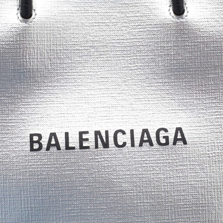Balenciaga Grey/Black Leather North South Shopping XXS Tote For Sale at ...