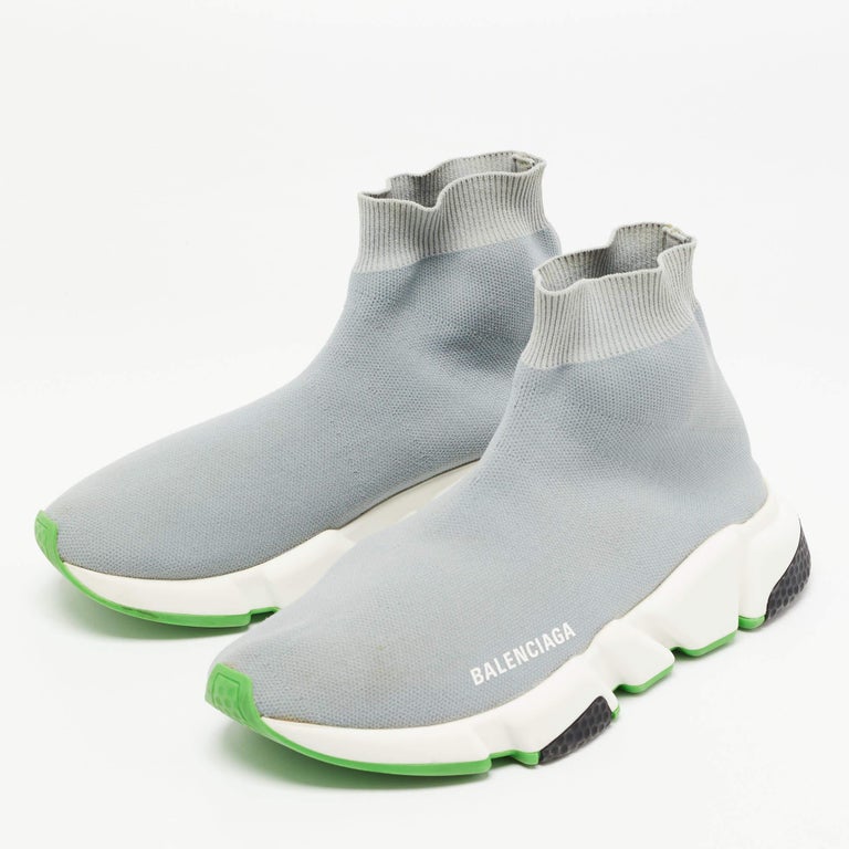 Balenciaga Grey Knit Fabric Speed 20 High Top Sneakers Size 38 For Sale ...