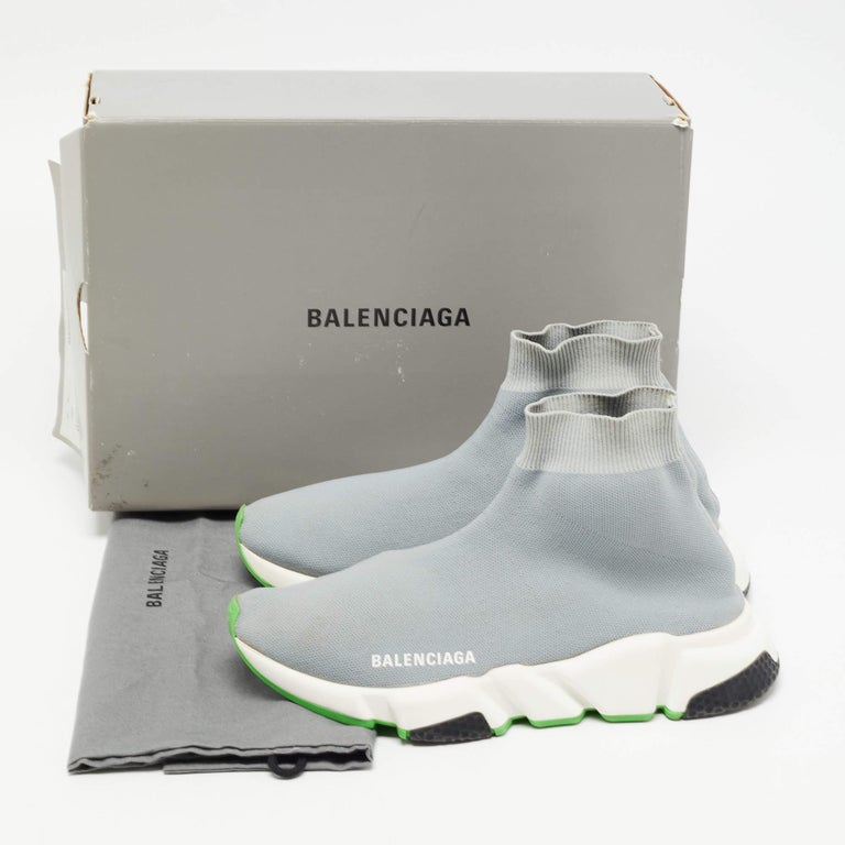 Balenciaga Grey Knit Fabric Speed 20 High Top Sneakers Size 38 For Sale ...