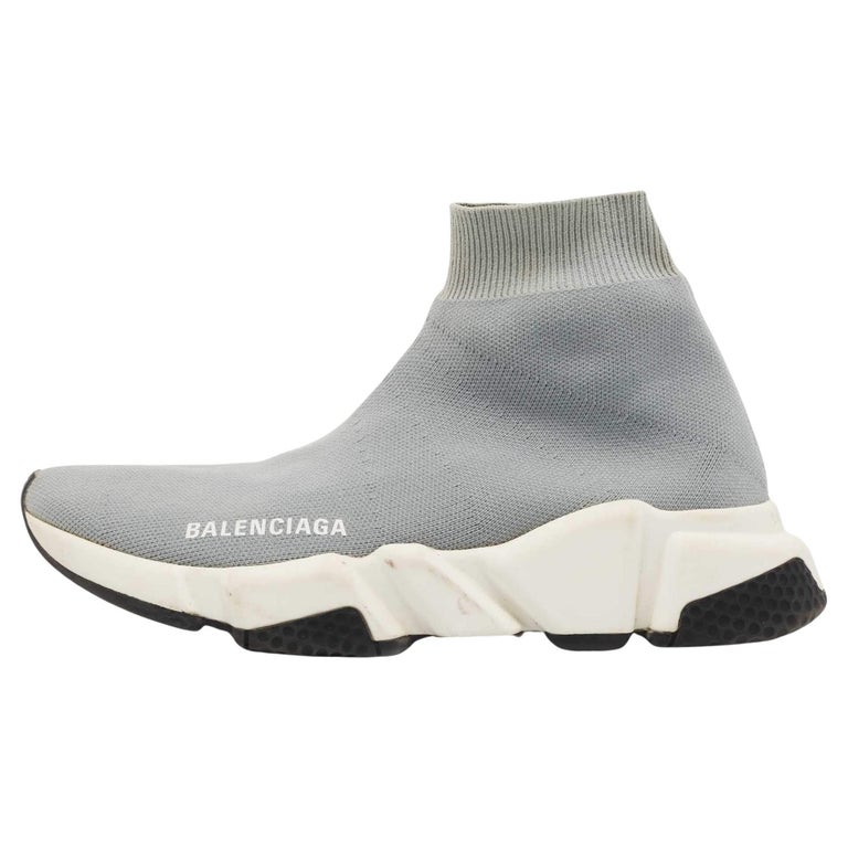 Balenciaga Grey Knit Fabric Speed Trainer Sneakers Size 36 For Sale at ...