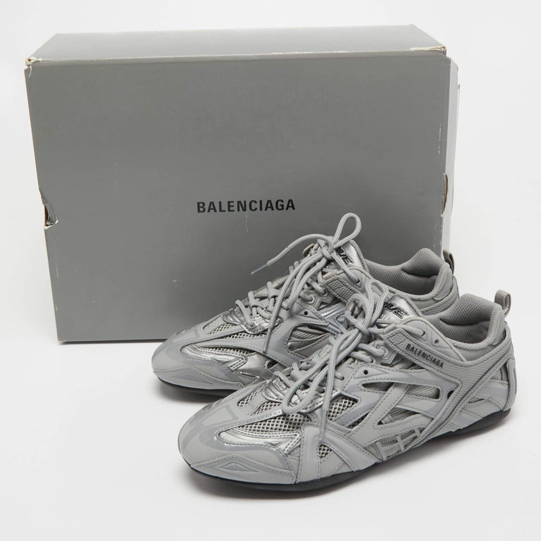 Balenciaga Grey Leather and Mesh Drive Sneakers Size 41 For Sale at 1stDibs
