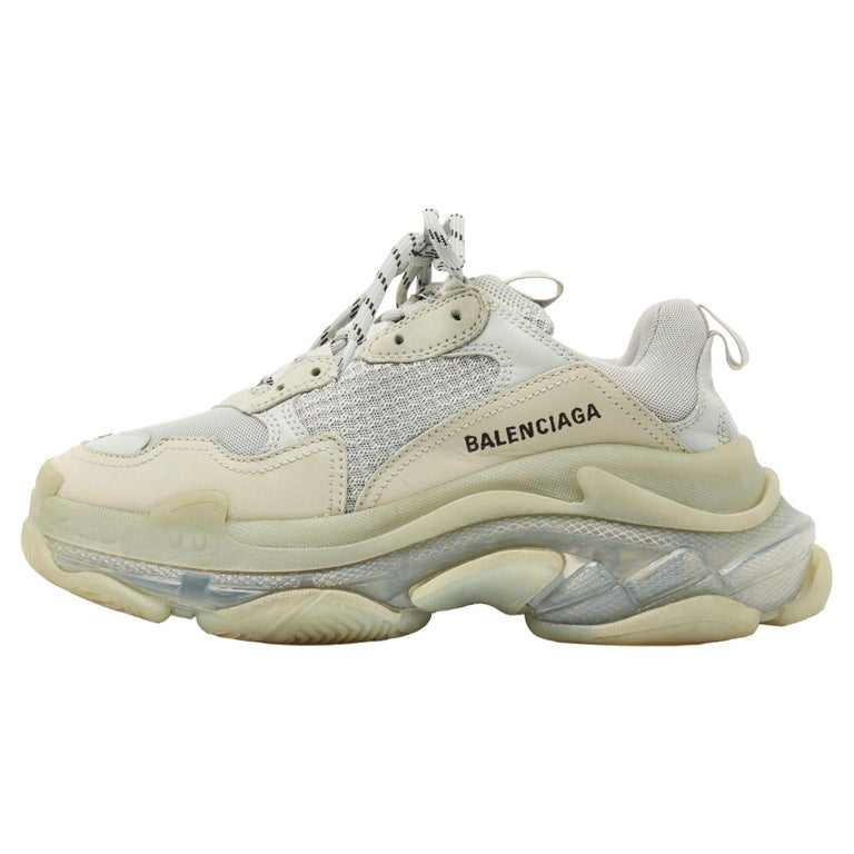 Balenciaga Grey Leather and Mesh Triple S Low Top Sneakers Size 39 For ...
