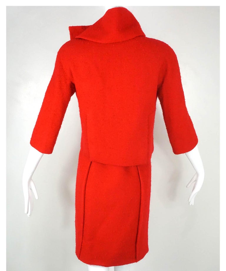 Balenciaga Haute Couture Red Wool Boucle 3 Piece "Boxy Suit" Vintage ...