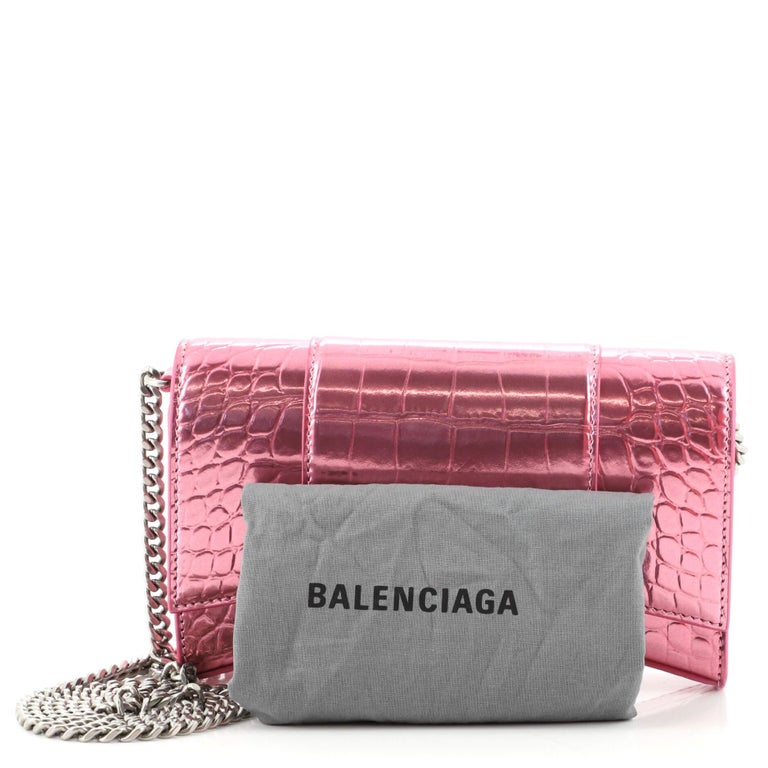 Balenciaga Hourglass Chain Wallet Crocodile Embossed Leather at 1stDibs