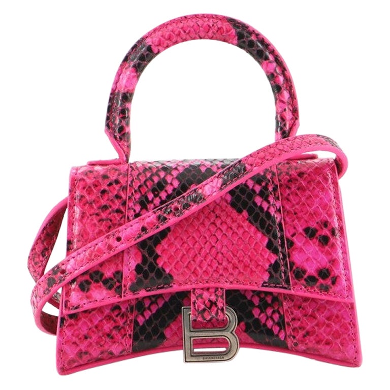 Balenciaga Hourglass Top Handle Bag Python Embossed Leather Mini at 1stDibs