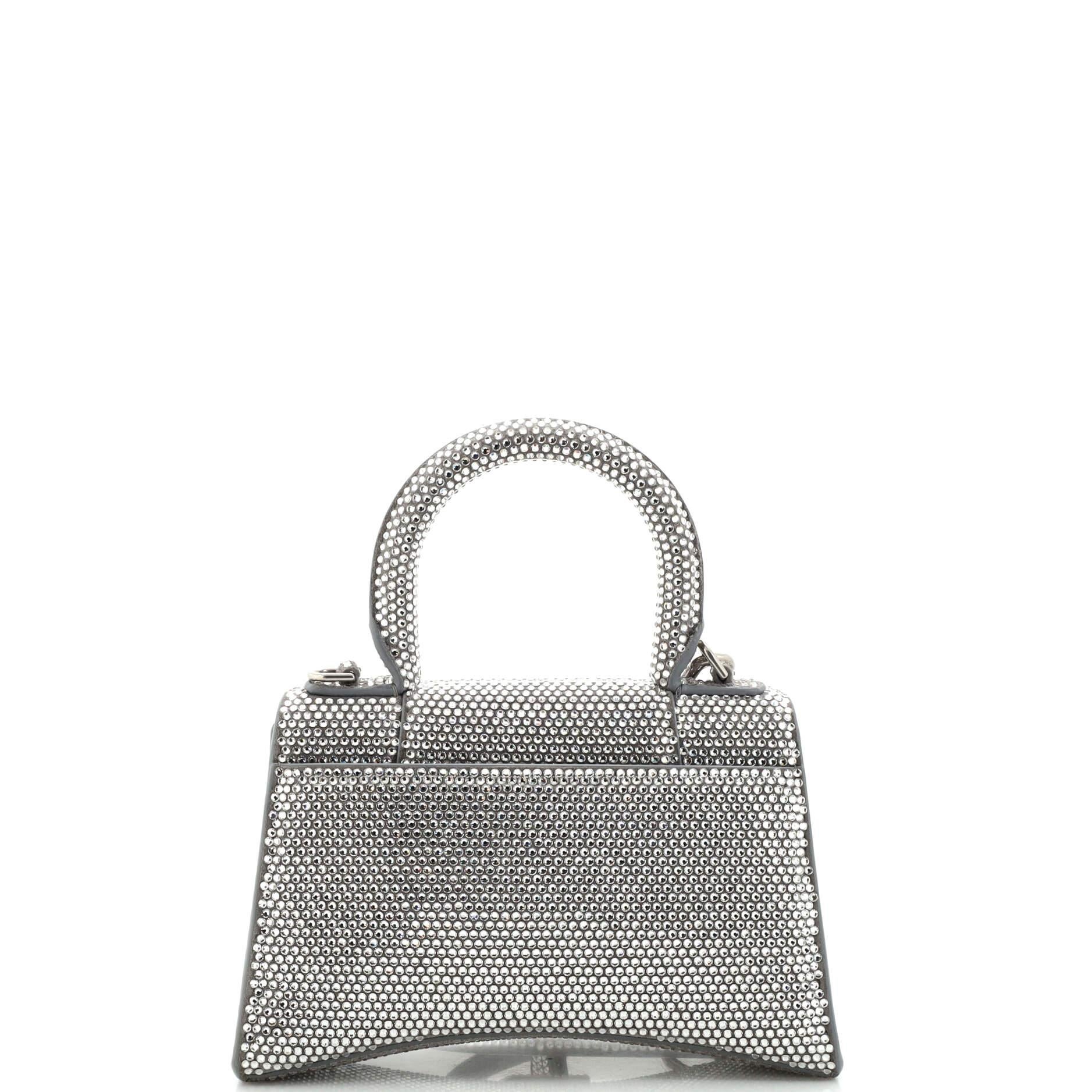 Balenciaga Hourglass Top Handle Bag Suede with Crystals XS For Sale at ...