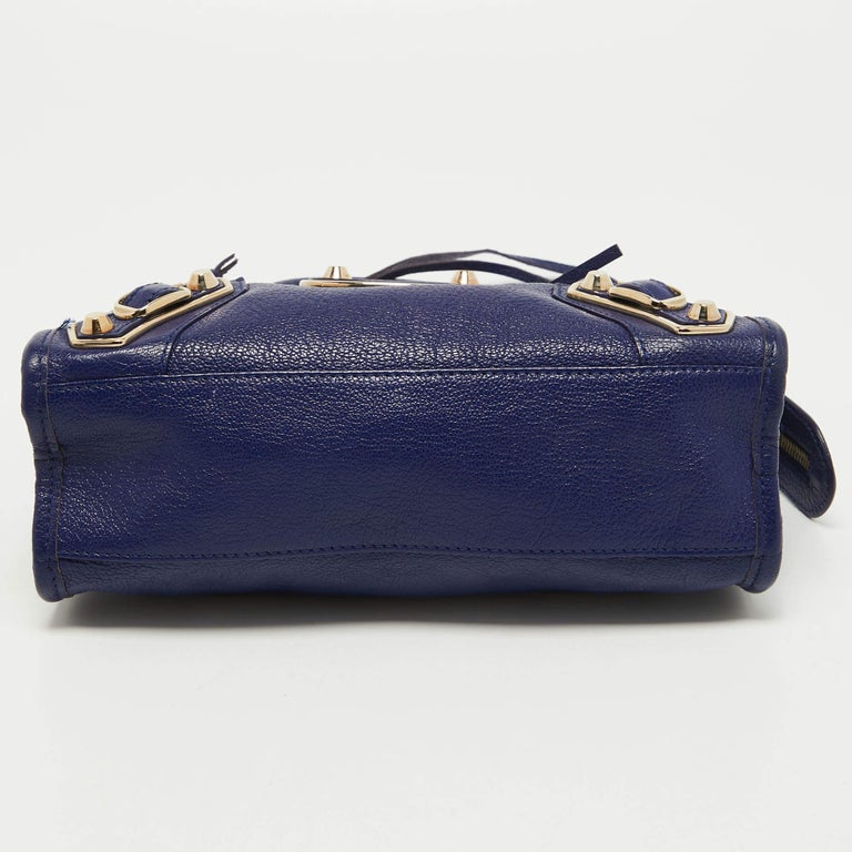 Balenciaga Indigo Leather Mini Classic Metallic Edge City Bag For Sale ...