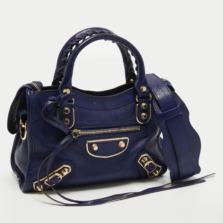 Balenciaga Indigo Leather Mini Classic Metallic Edge City Bag For Sale ...