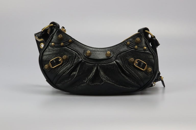 Balenciaga Le Cagole Xs Studded Crinkled Leather Handbag For Sale at ...