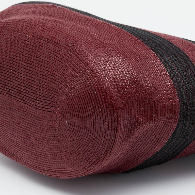 Balenciaga Maroon/Black Raffia Maxi Basket Tote For Sale at 1stDibs