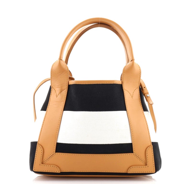 Balenciaga Navy Cabas Canvas and Leather XS For Sale at 1stDibs