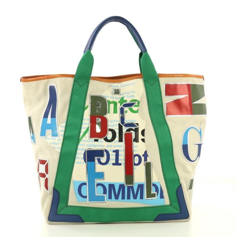 Balenciaga Navy Cabas Patch Embellished Suede Medium at 1stDibs