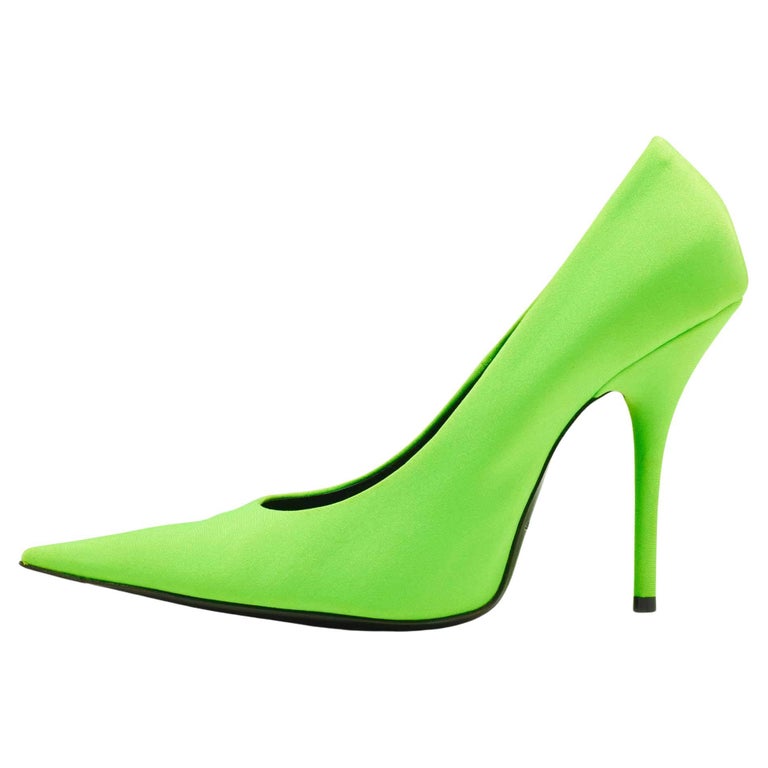Balenciaga Neon Green Nylon Knife Pumps Size 40.5 For Sale at 1stDibs