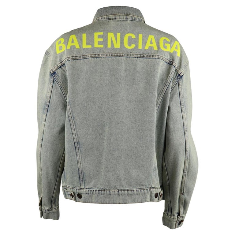Balenciaga Oversized Embroidered Denim Jacket Fr 34 Uk 6 For Sale at ...