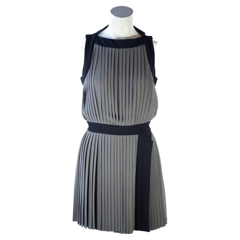 Balenciaga Paris Gray Pleated Cocktail Dress For Sale at 1stDibs