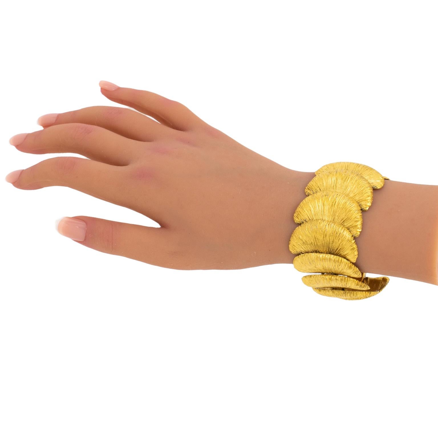 Balenciaga Paris Vintage Gilded Textured Bracelet For Sale at 1stDibs