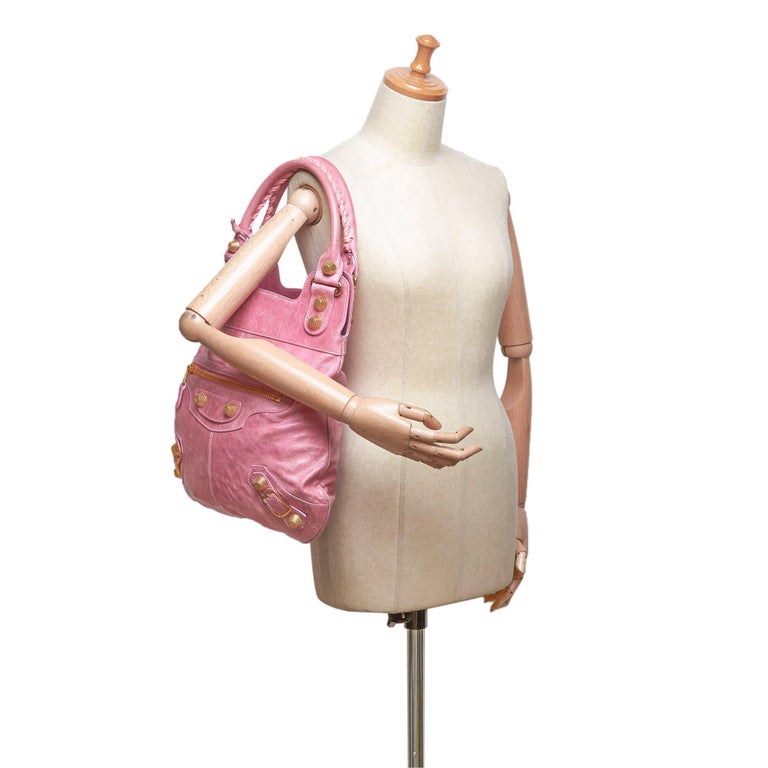 Balenciaga Pink Leather Motocross Giant 21 Slim Hobo France w/ Dust ...