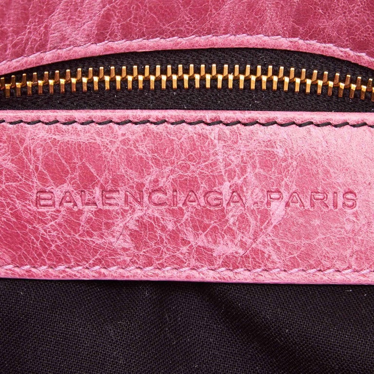 Balenciaga Pink Leather Motocross Giant 21 Slim Hobo France w/ Dust ...