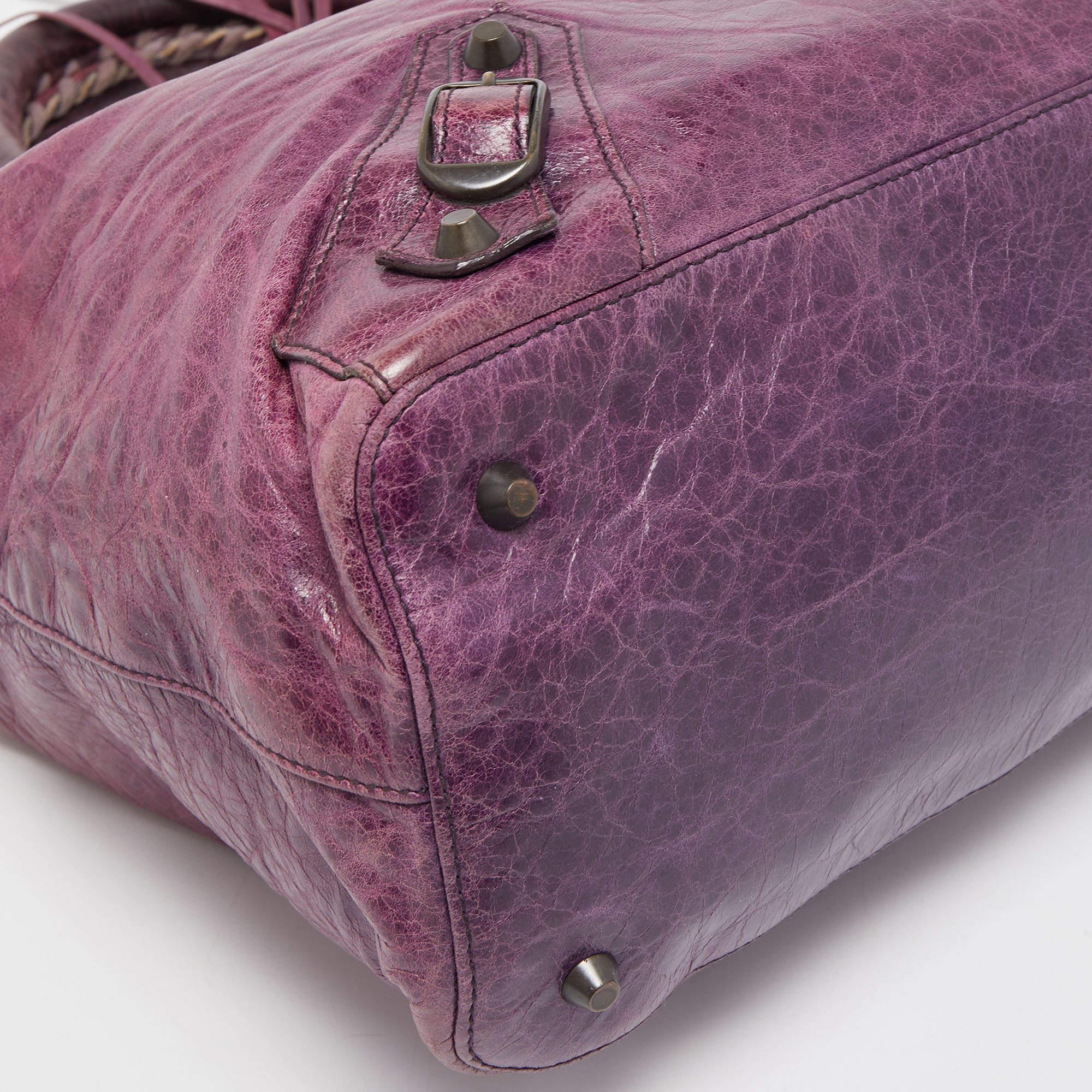 Balenciaga Purple Leather Rh Step Bag For Sale at 1stDibs