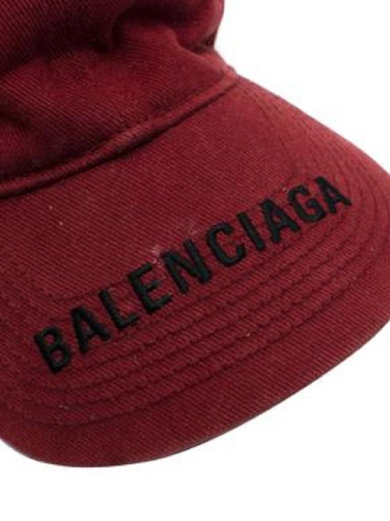 Balenciaga Red Cotton Logo Embroidered Baseball Cap For Sale at 1stDibs
