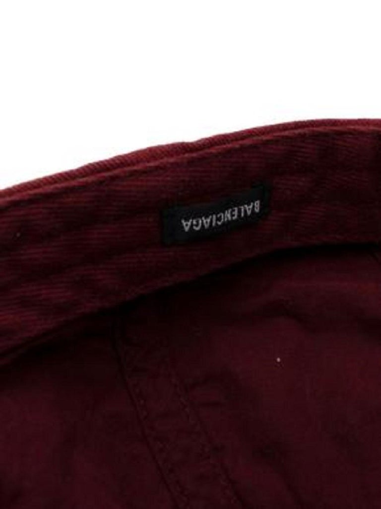 Balenciaga Red Cotton Logo Embroidered Baseball Cap For Sale at 1stDibs
