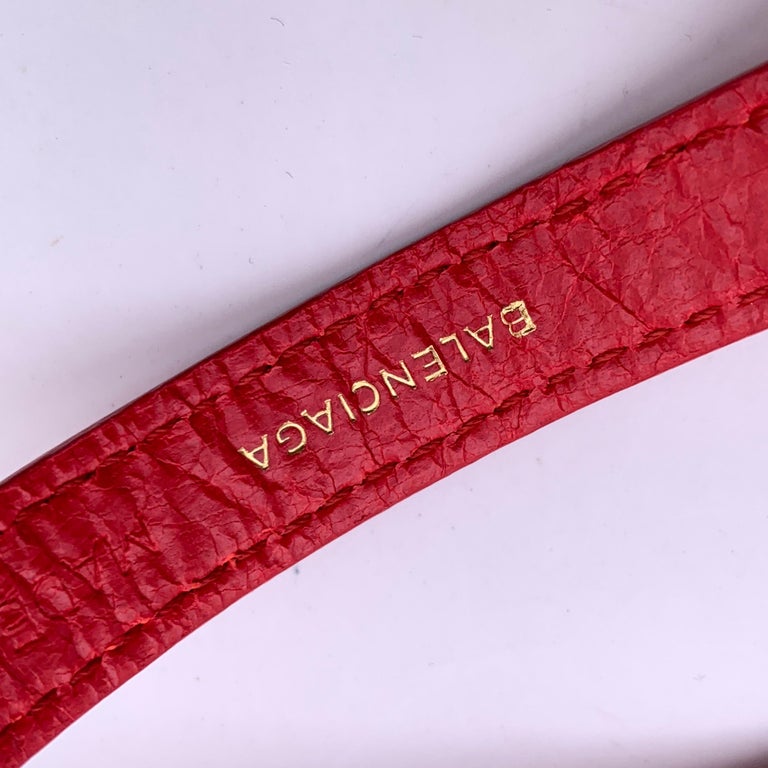 Balenciaga Red Leather Arena 3 Tour Wrap Bracelet Gold Metal Studs For ...