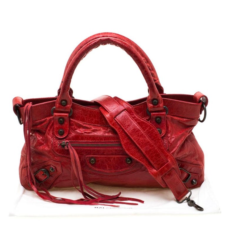 Balenciaga Red Leather Classic First Tote For Sale at 1stDibs