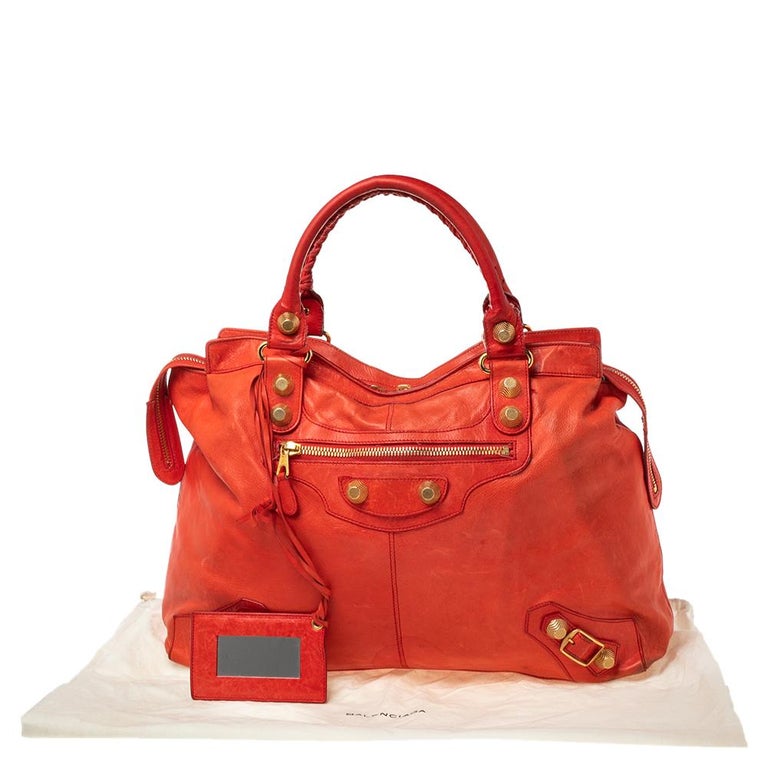 Balenciaga Red Leather Giant 21 Gold Hardware RTT Bag at 1stDibs