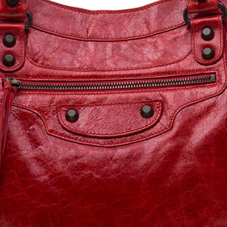 Balenciaga Red Leather RH Mid Afternoon Bag For Sale at 1stDibs