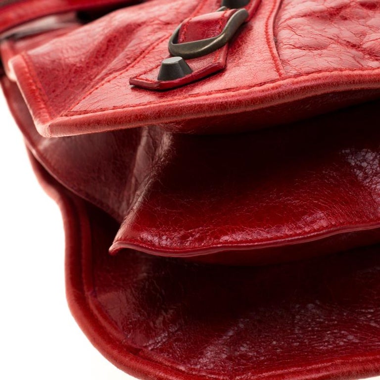 Balenciaga Red Leather RH Mid Afternoon Bag For Sale at 1stDibs