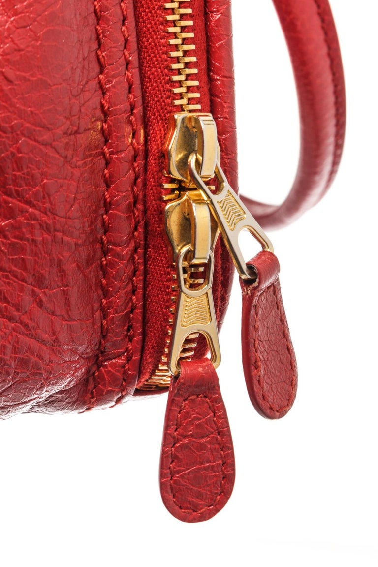 Balenciaga Red Leather Small Blanket Square Bag For Sale at 1stDibs