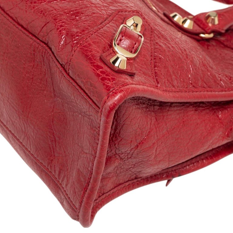 Balenciaga Red Leather Small Classic City Bag For Sale at 1stDibs