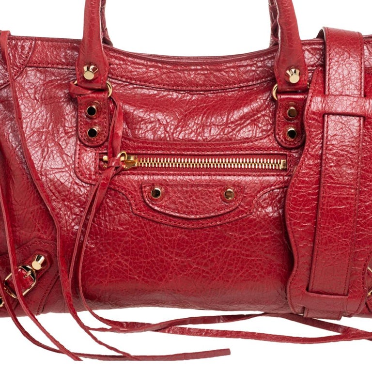 Balenciaga Red Leather Small Classic City Bag For Sale at 1stDibs