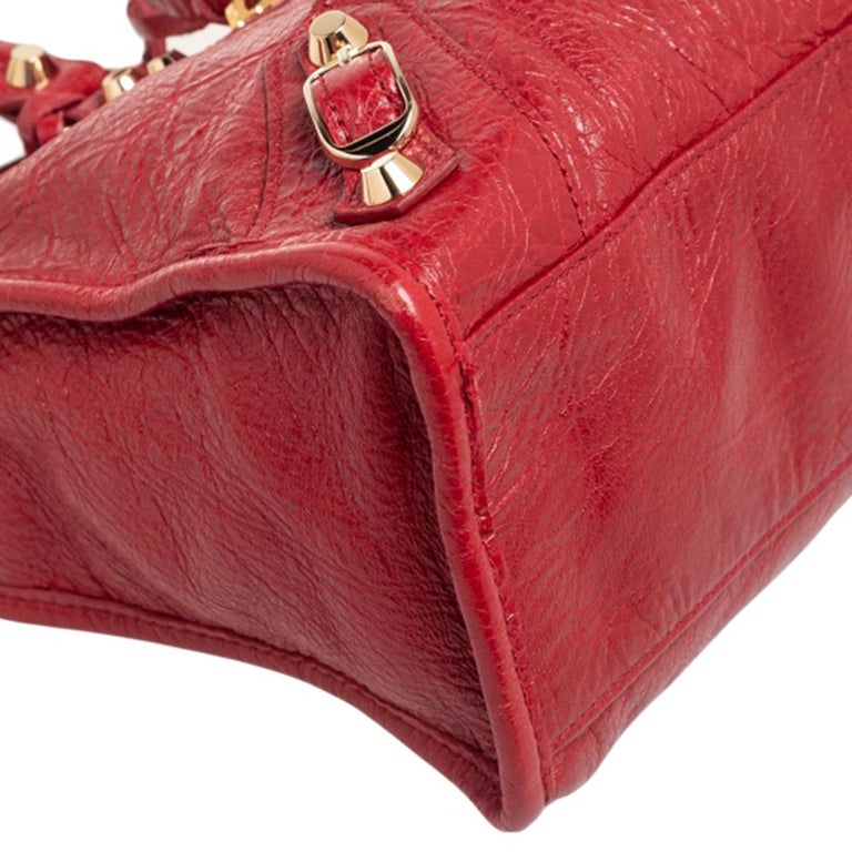Balenciaga Red Leather Small Classic City Bag For Sale at 1stDibs